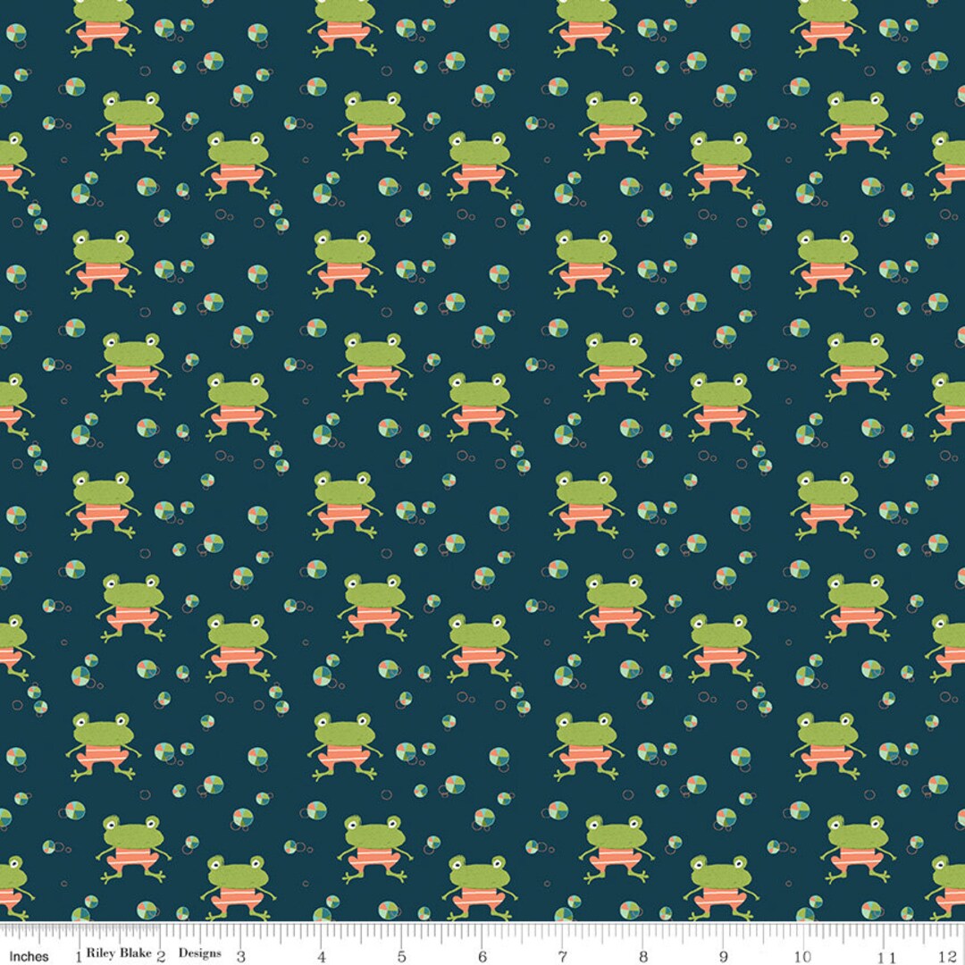 Frog Fabric - Deep Sea Blue, Riley Blake Designs - Etsy
