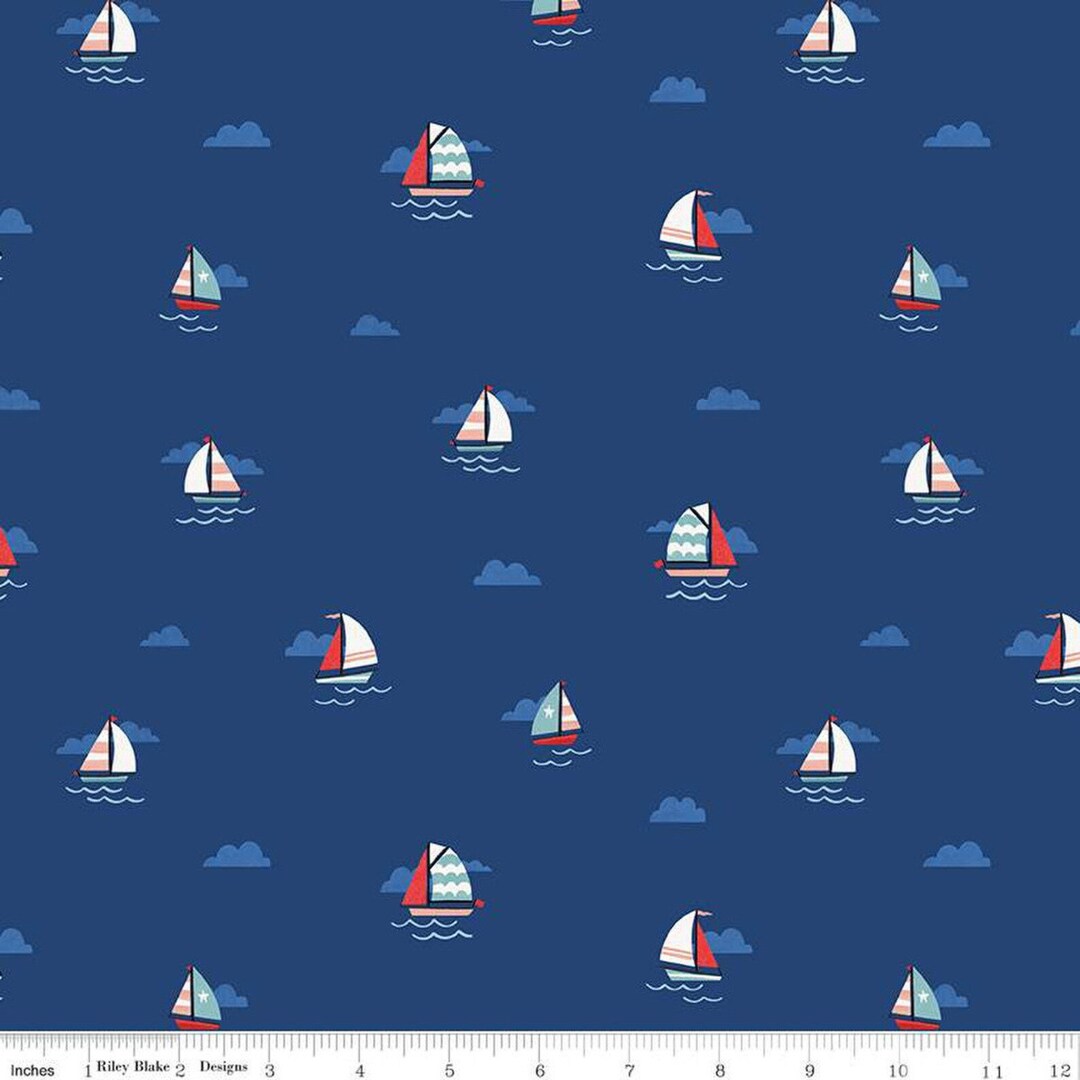 Sailboats / Boat Fabric / Ocean Fabric / Beach Fabric / Lost at Sea ...
