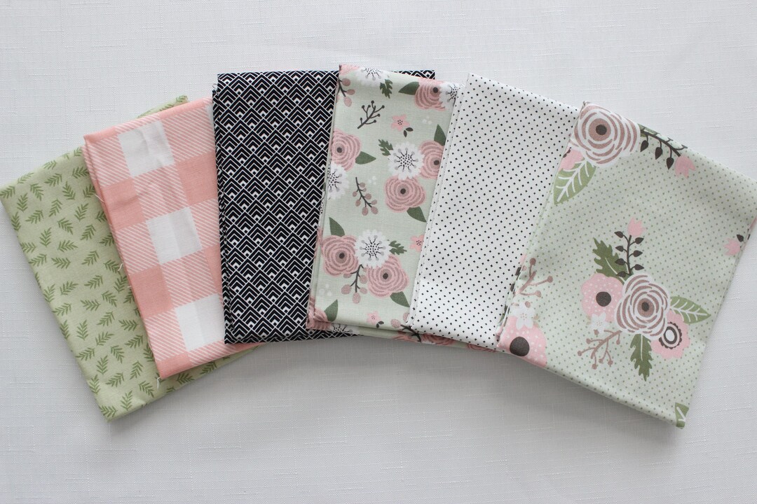 Modern Farmhouse Fabric Bundle / Small Green and Pink Modern Farmhouse ...