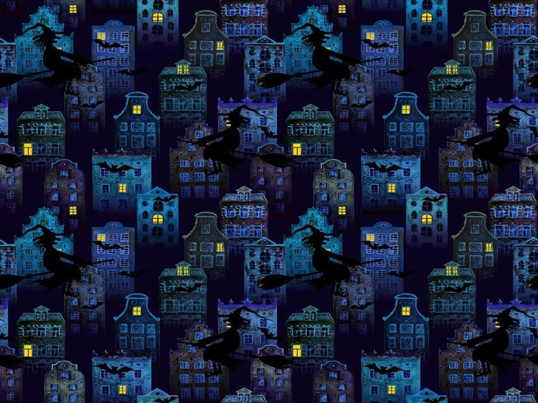 Batty Witch Digital Cuddle Minky Fabric - Halloween Witch - Etsy