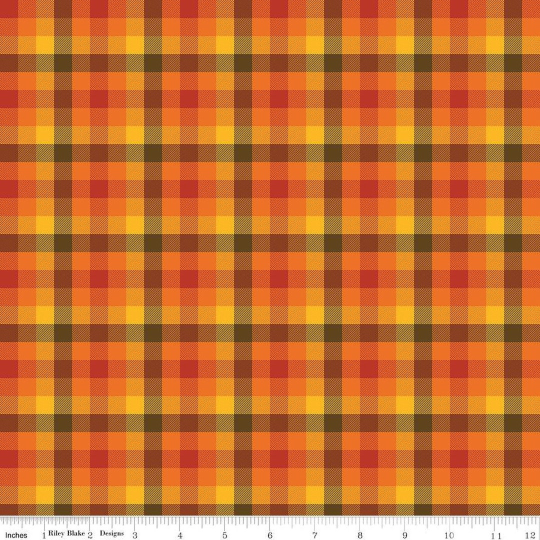Fall's in Town Plaid Fabric / Orange Plaid Fabric / Fall Fabric ...