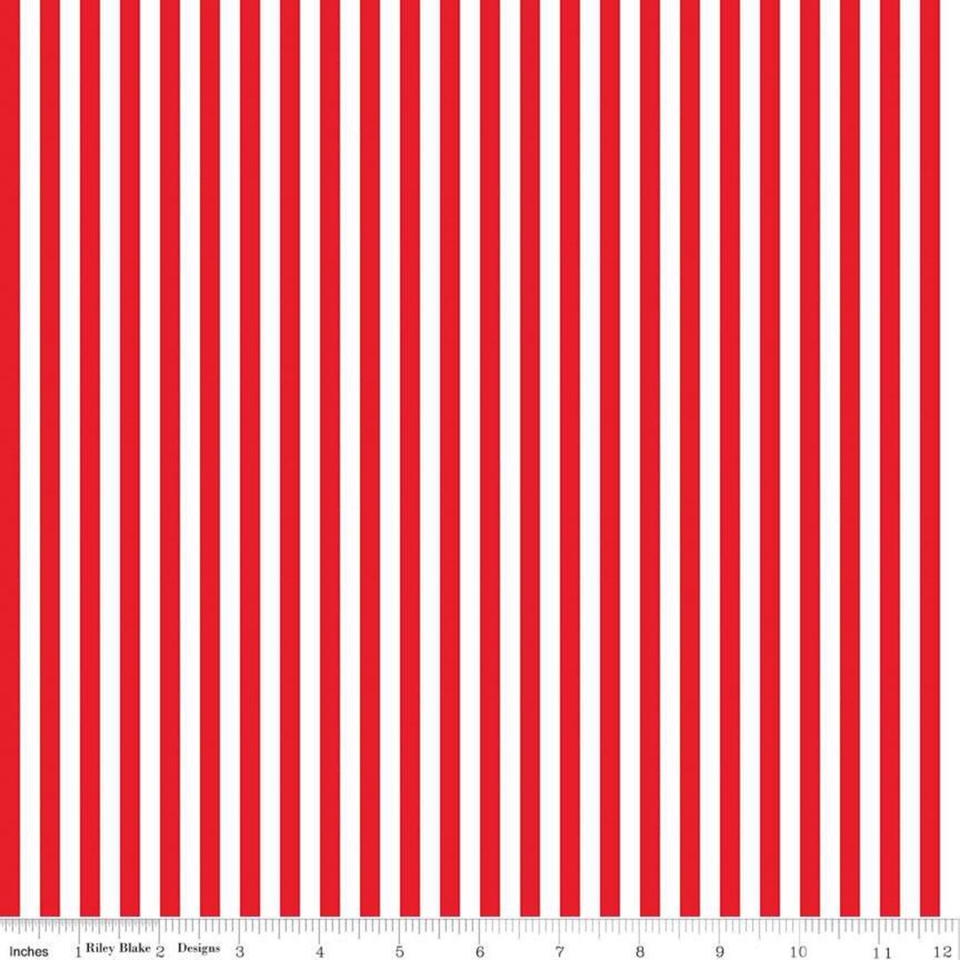 Red and White Stripe/ Red Stripe Fabric/ Red and White Stripe Cotton ...