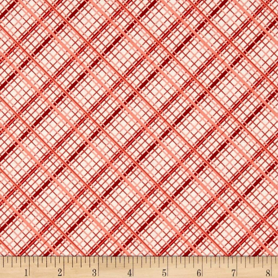 Quarter Yard of Plaid Fabric/ Red Plaid Fabric/ Offshore Fabric/ Riley ...