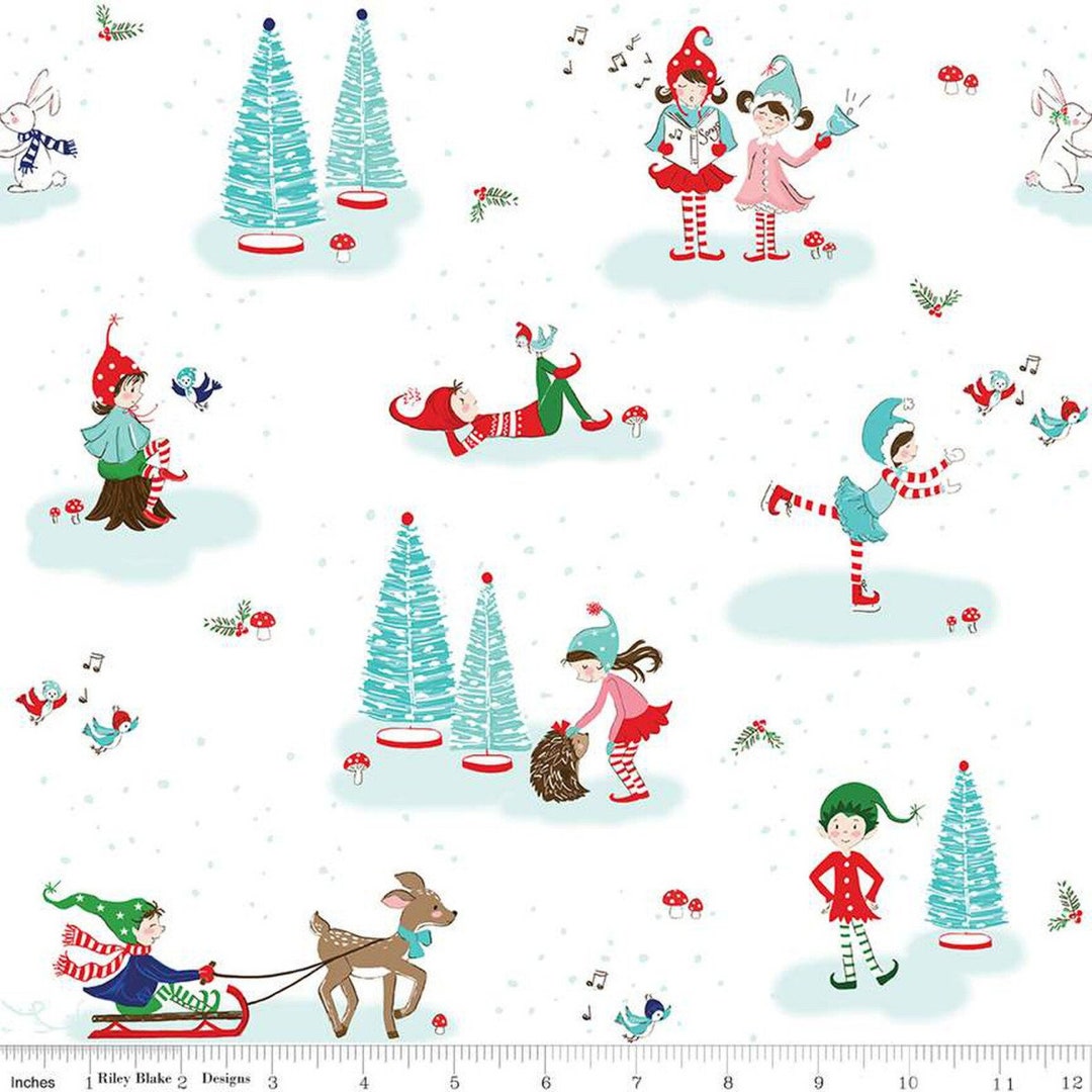 Pixie Noel 2 Main / Christmas Elf Fabric / Christmas Fabric / Pixie ...