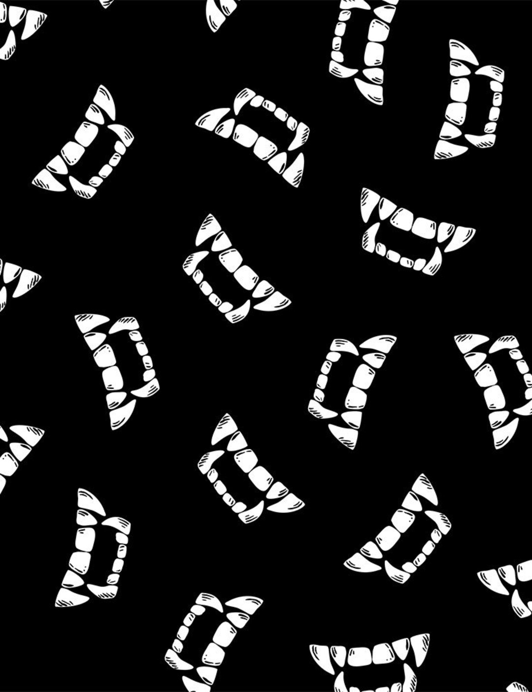 1 Yard of Vampire Teeth Fabric / Halloween Fabric / Vampire Fabric ...