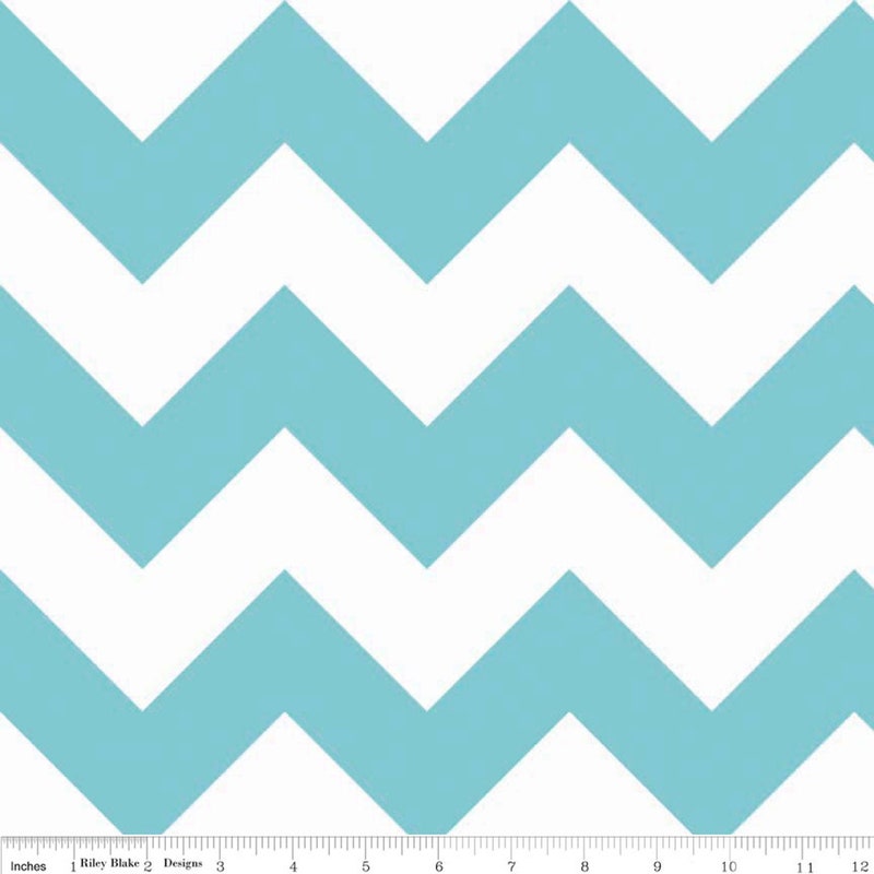 Blue Chevron Fabric - Etsy