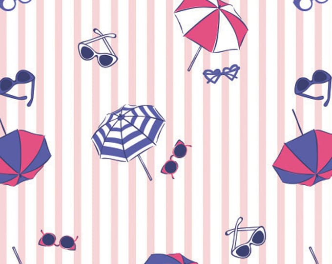 Pink Stripe Summer Fun Fabric / Beach Fabric / Sunglasses - Etsy