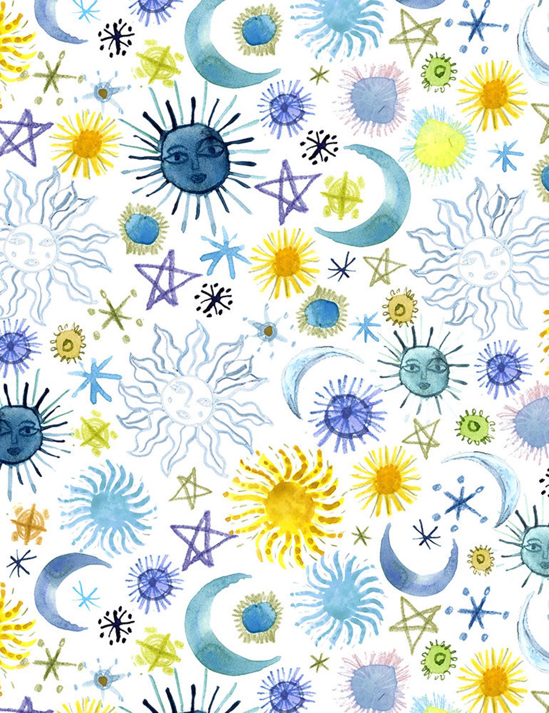 Sun and Moon Fabric, Dear Stella Designs, Aquarius Cotton - Etsy