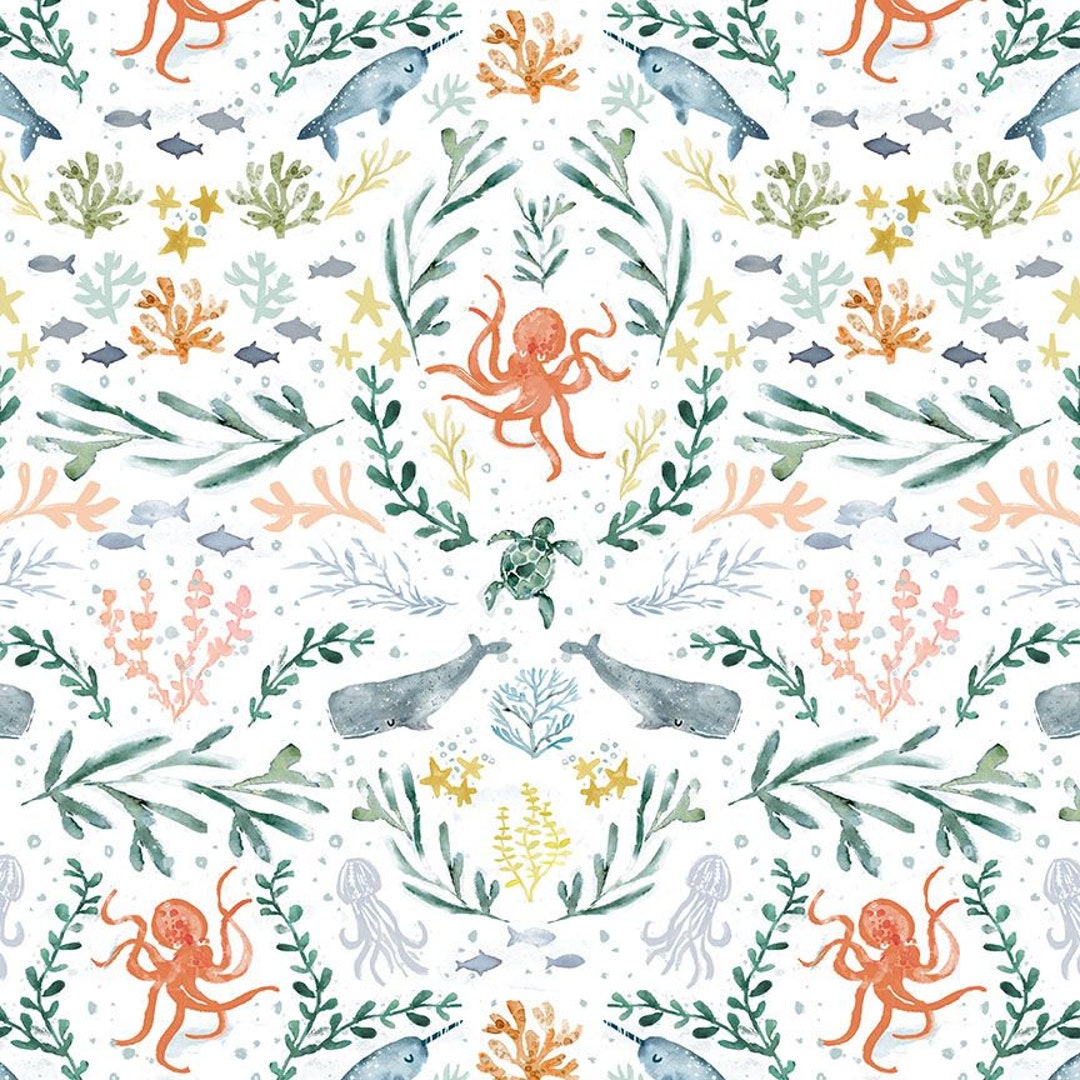 La Mer Main Fabric / Mermaids Fabric / Under the Sea Fabric / La Mer ...