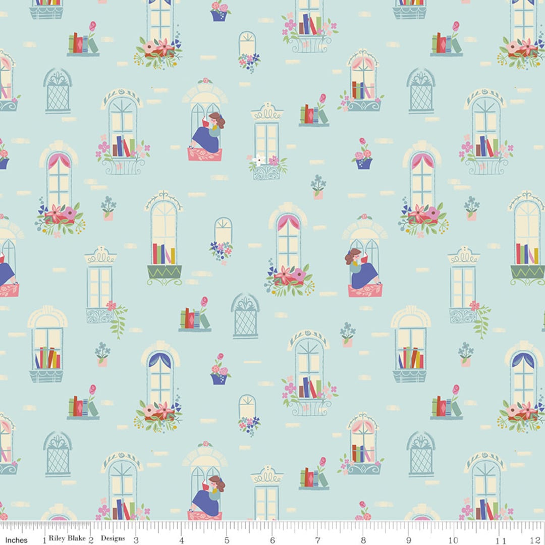 Light Blue Windows Fabric / Fairytale Fabric / Princess Fabric / Beauty ...