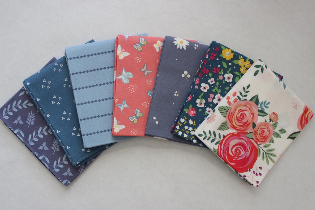 Poppy and Posey Fat Quarter Bundle / Floral Fabric Bundle / Butterfly ...