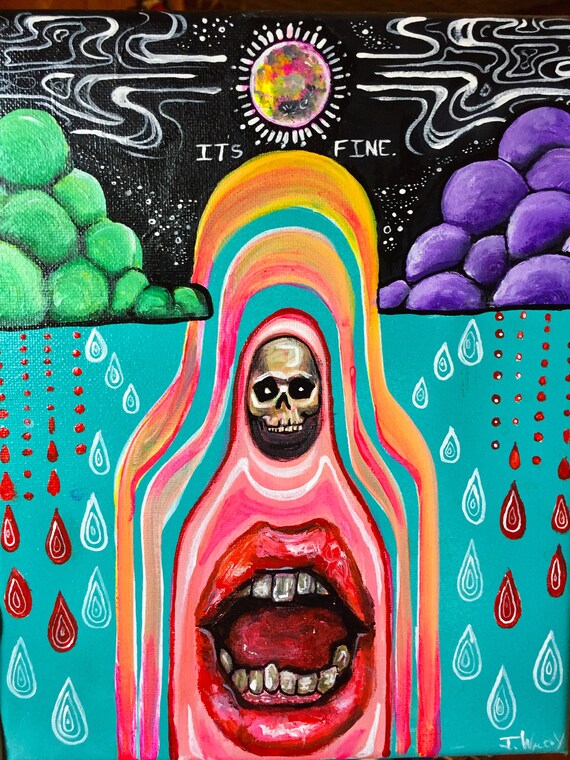 Its Fine Trippy Skeleton Art Print | Etsy