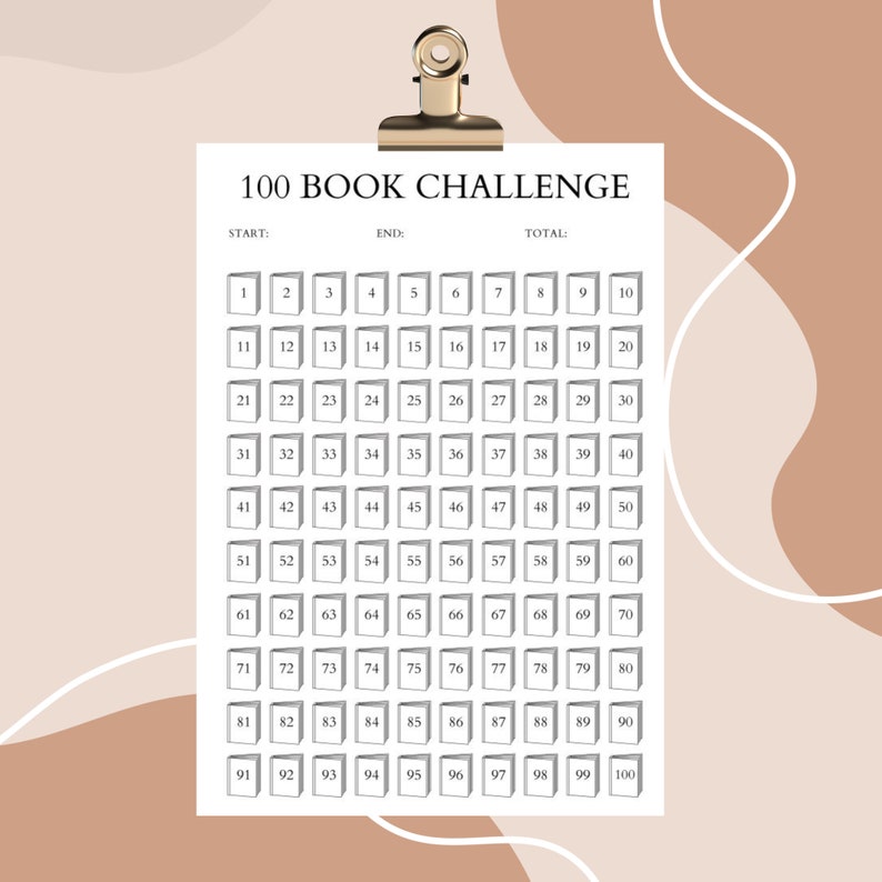 100 Book Challenge Tracker Printable PDF - Etsy