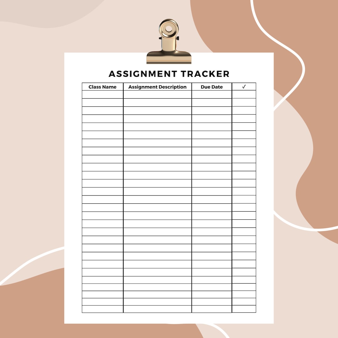 Assignment Tracker Printable PDF - Etsy