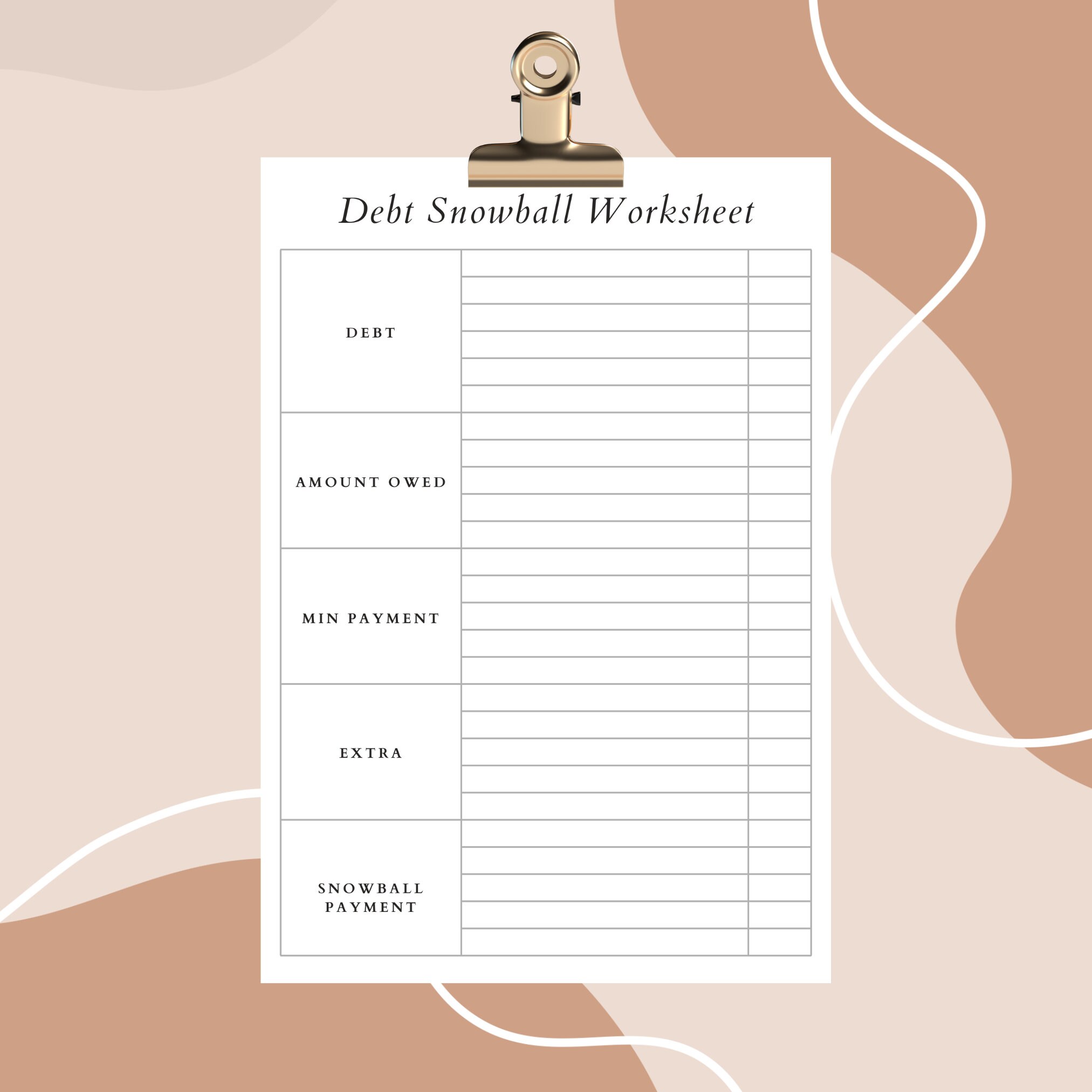 Debt Snowball Worksheet Printable PDF - Etsy