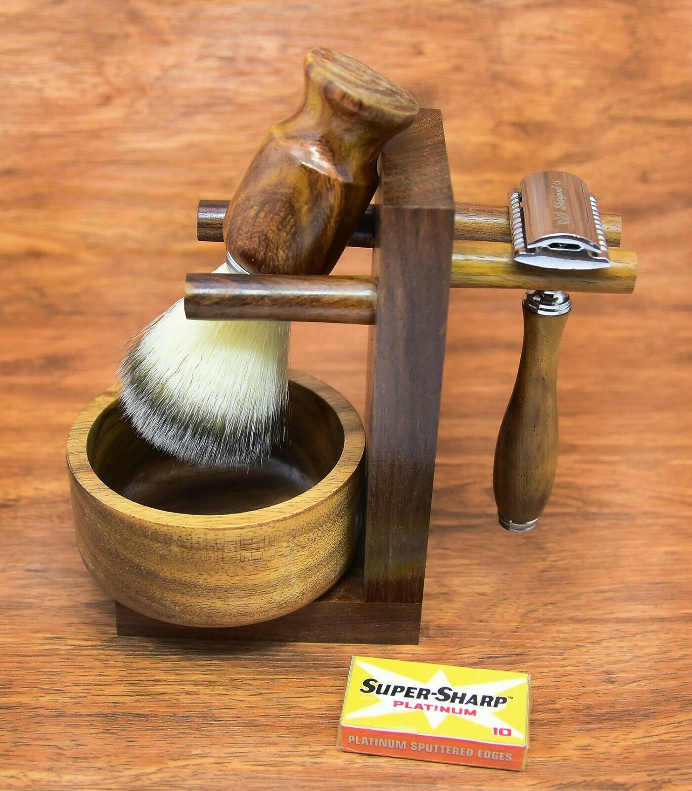 Synthetic Badger Hair Complete Men's Shaving Set With Straight Cut ...