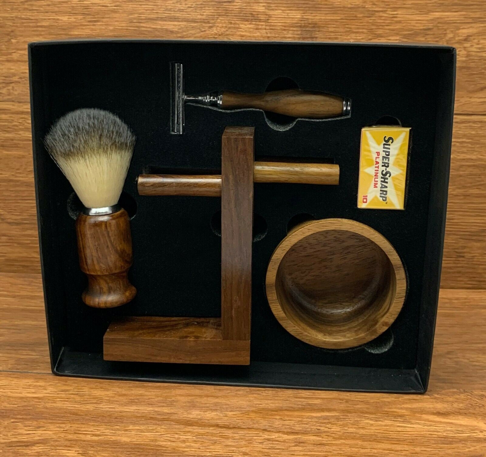 Synthetic Badger Hair Complete Men's Shaving Set With Straight Cut ...