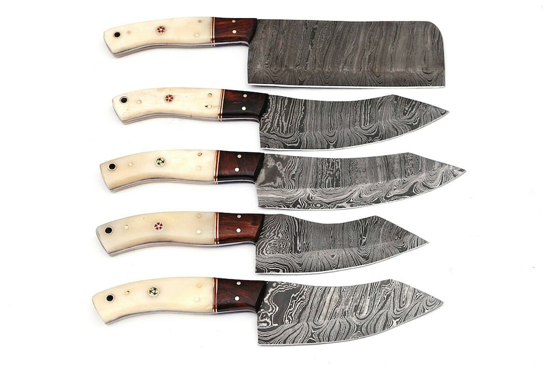 Personalisierte handgemachte Damaskus Stahl fünf Messer Chef Set ...