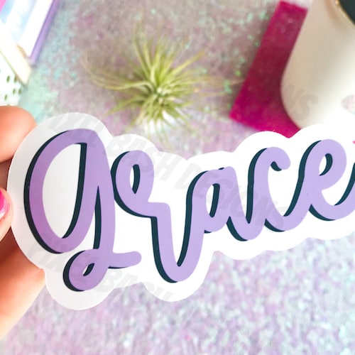 Name Sticker With Black Shadowing Vinyl Water Resistant or - Etsy