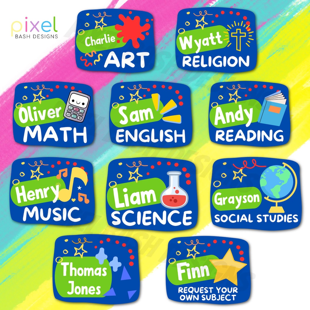 Primary Custom School Subject Label Pack| Create Your Own Pack Vinyl ...