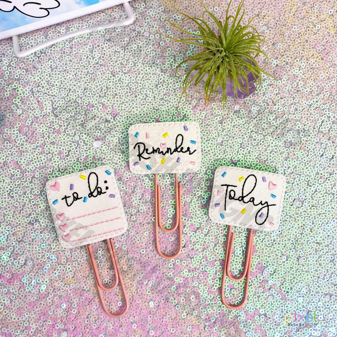 Sparkly Confetti Planner Paper Clip Bookmark, Task Organizer - Etsy