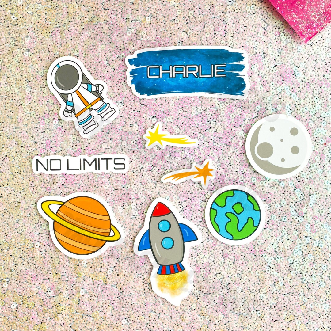 Outer Space Sticker Pack W/WO Personalized Name Sticker|waterproof ...