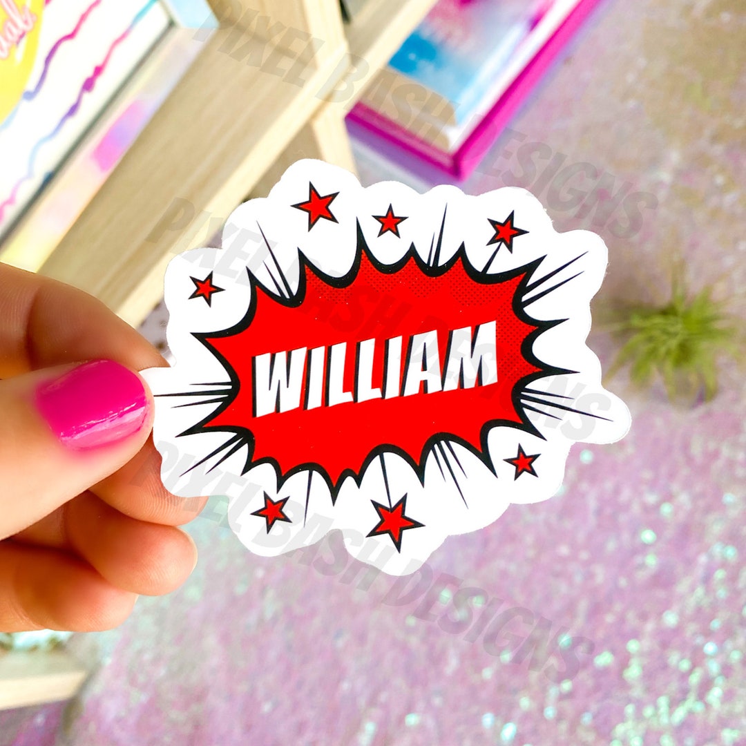 Comic Book Style Name Sticker|vinyl, Waterproof or Resistant, Die-cut ...