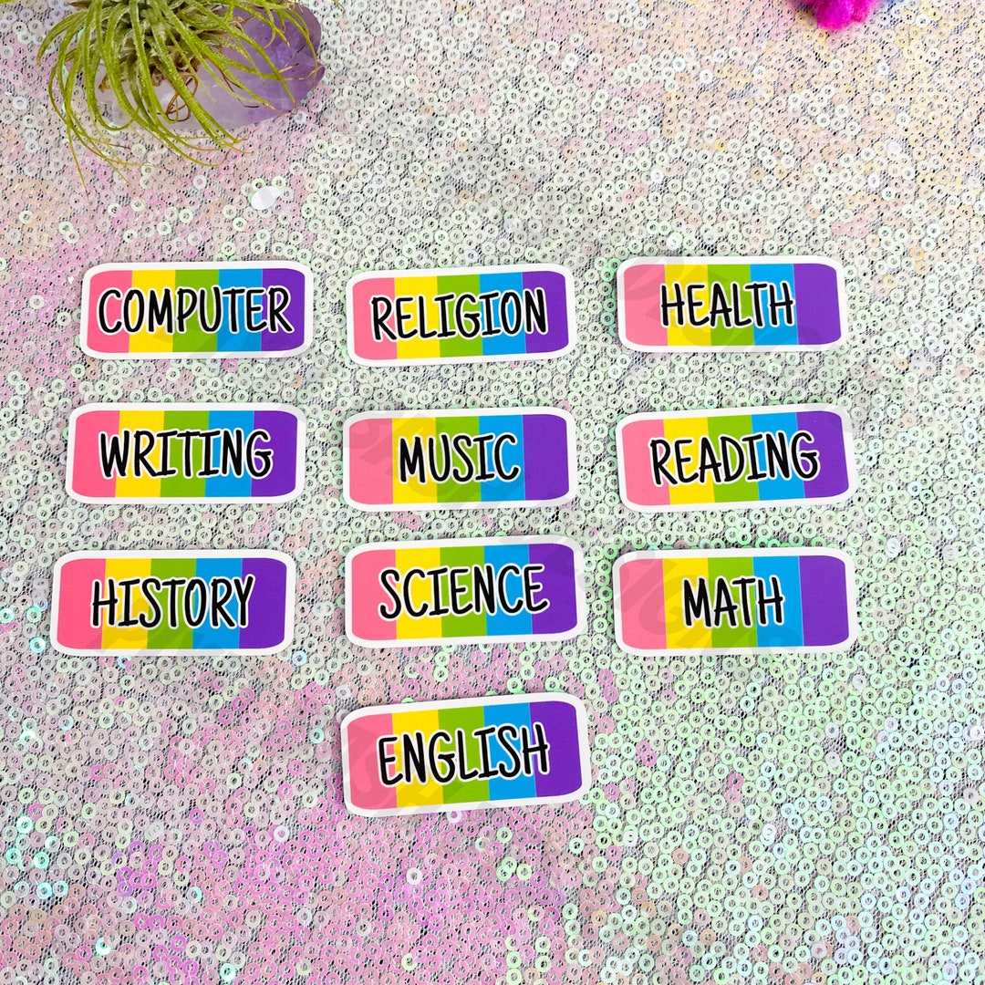 Colorful School Subject Label Pack| Vinyl Sticker| School Stickers ...
