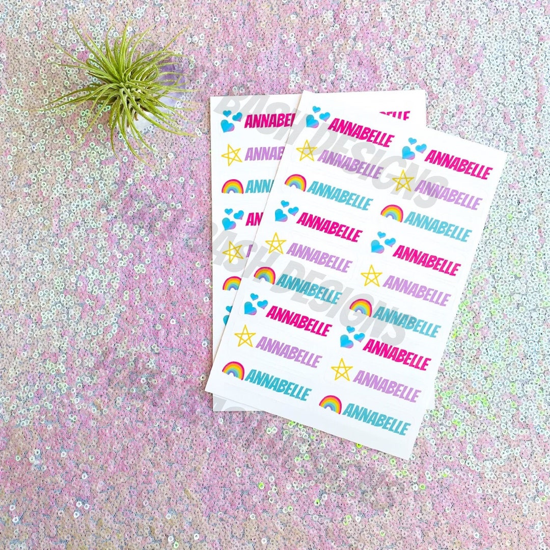 Personalized Fun + Bright Name Sheet Labels| Vinyl, Kiss Cut| Name ...