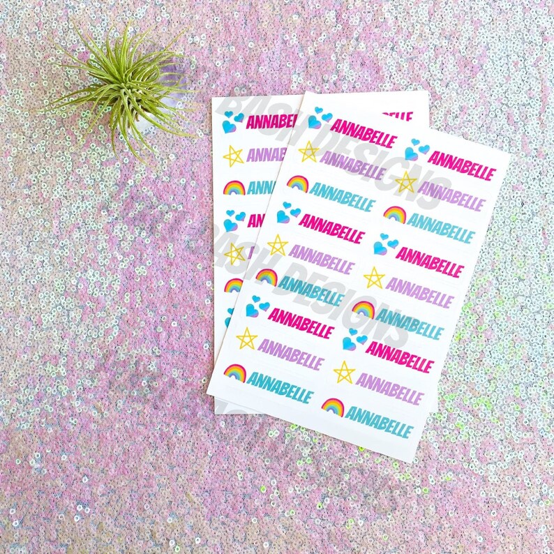 Personalized Fun Bright Name Sheet Labels Vinyl Kiss Cut - Etsy