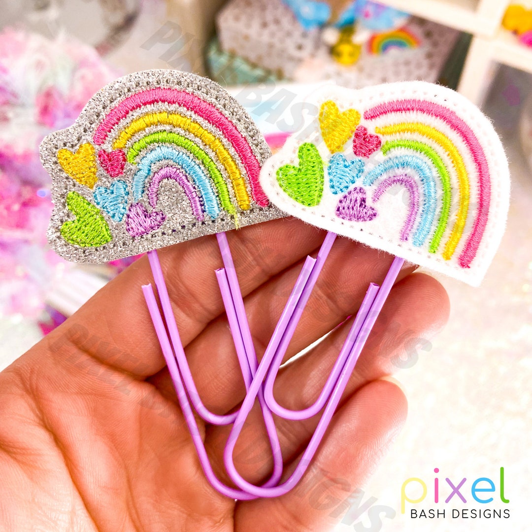 Glittery Rainbow Heart Jumbo Paper Clip Bookmark|perfect for Planners ...