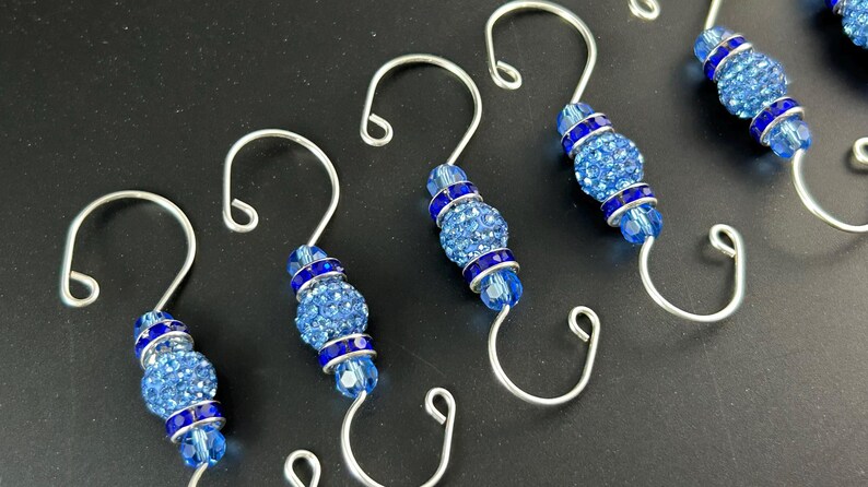 Ornament Hooks - Set of 6 ~ Wire Wrapped ~ Blue ~ Blue Disco Balls ...