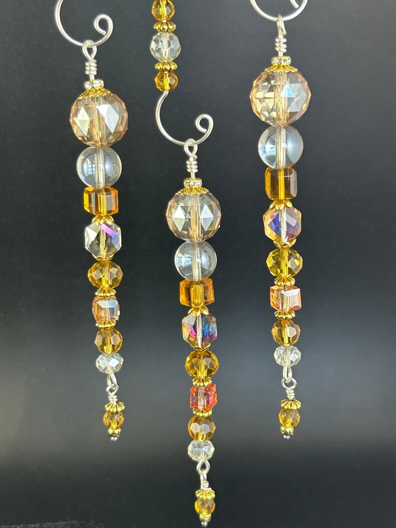 Beaded Icicle Set Set of 3 Topaz and Gold September Gold Icicle Set ...