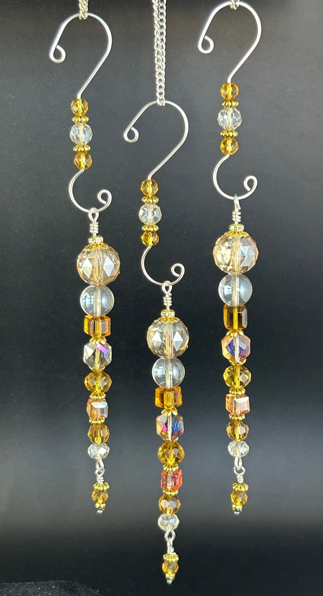 Beaded Icicle Set Set of 3 Topaz and Gold September - Etsy