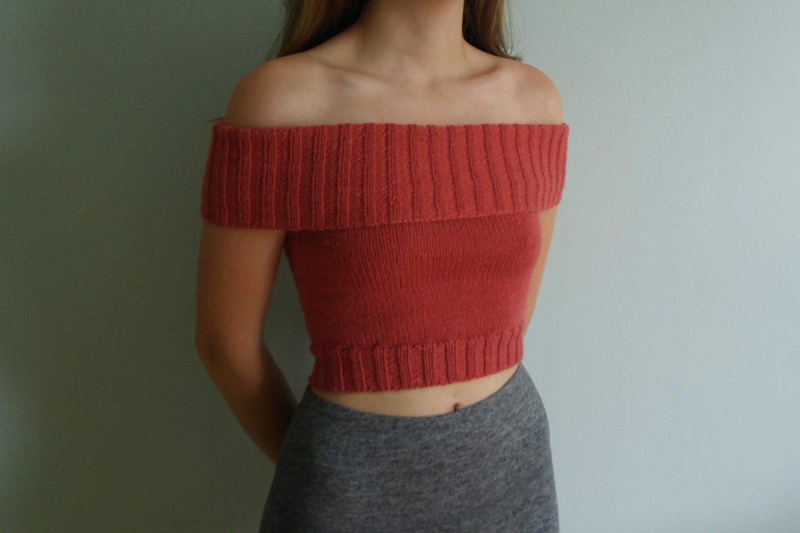 Fold Over Crop Top PDF Knitting Pattern Knit Top | Etsy