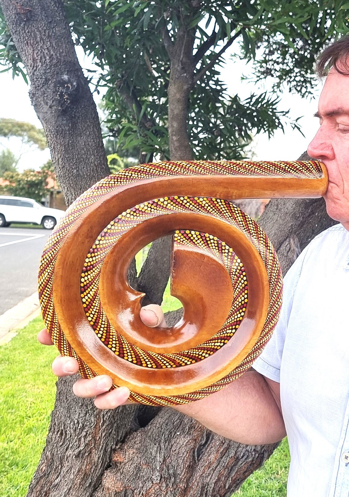 Spiral DIDGERIDOO Travel Didge. FREE Carry Bag & Display Stand ...