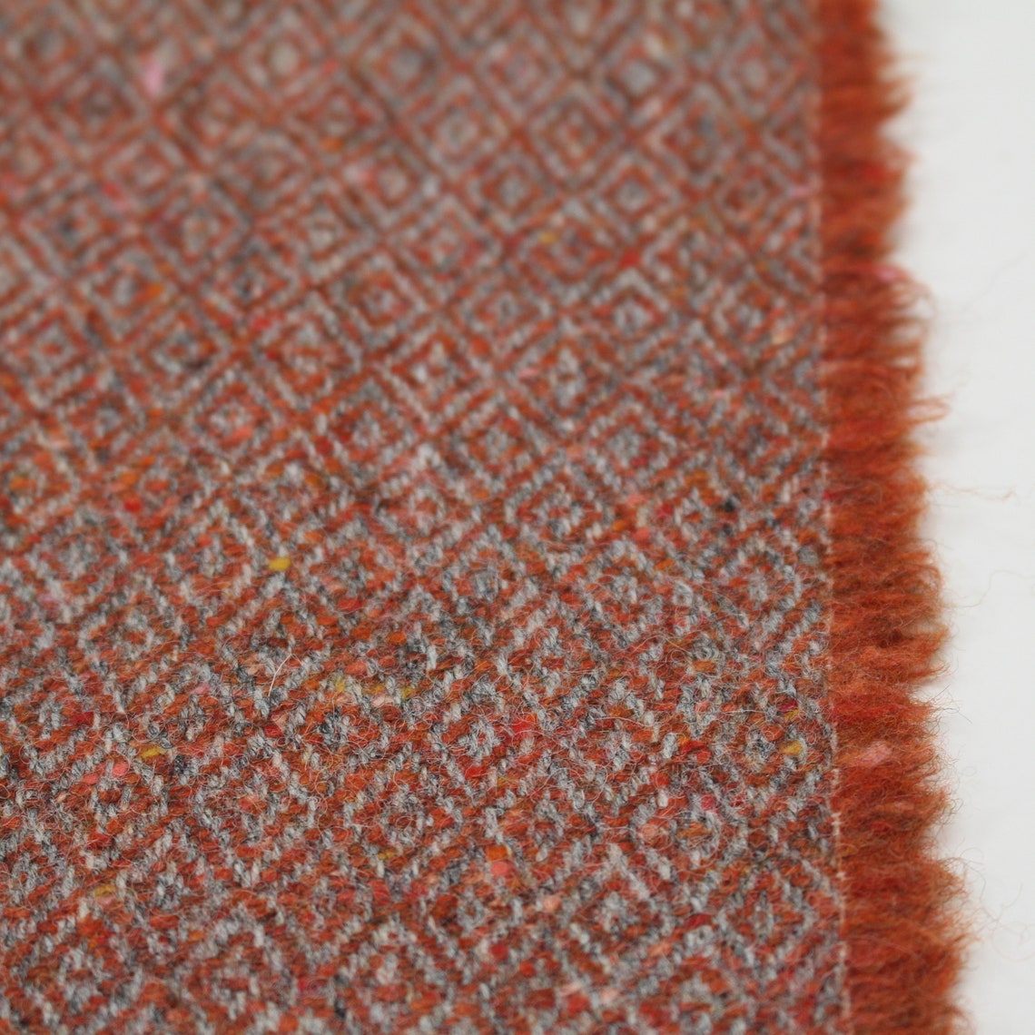 Burnt Orange Diamond Donegal Fleck 100% Wool Tweed Fabric UK | Etsy