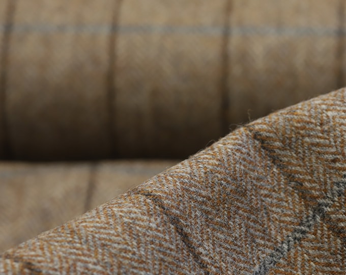Woodland Windowpane 100% Wool Tweed Fabric UK Made Cloth **sold by the ...