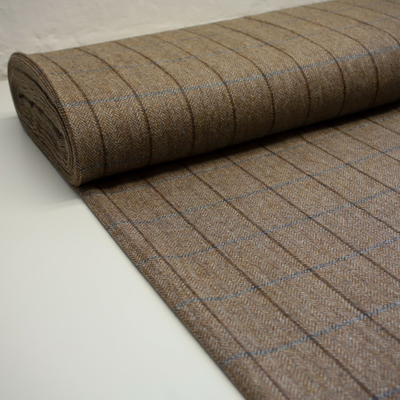 Woodland Windowpane 100% Wool Tweed Fabric UK Made Cloth **sold by the ...