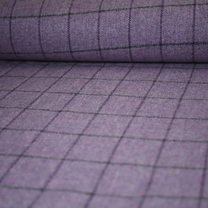 Mauve Windowpane 100% Wool Tweed Fabric UK Made Cloth **sold by the ...