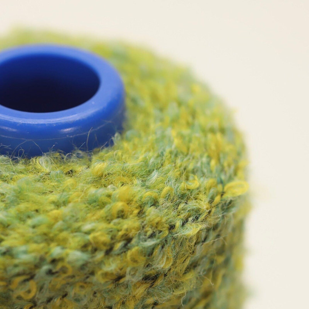350g Boucle Wool Cone Yarn Weaving Craft Fibre 12WPI Lime Mix - Etsy