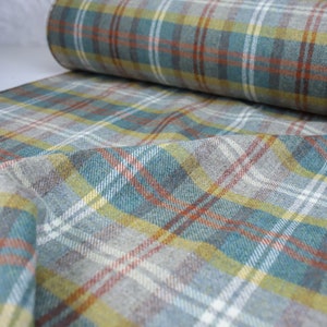 Chartreuse Plaid 100% Wool Tweed Fabric UK Made Cloth sold by the Half ...