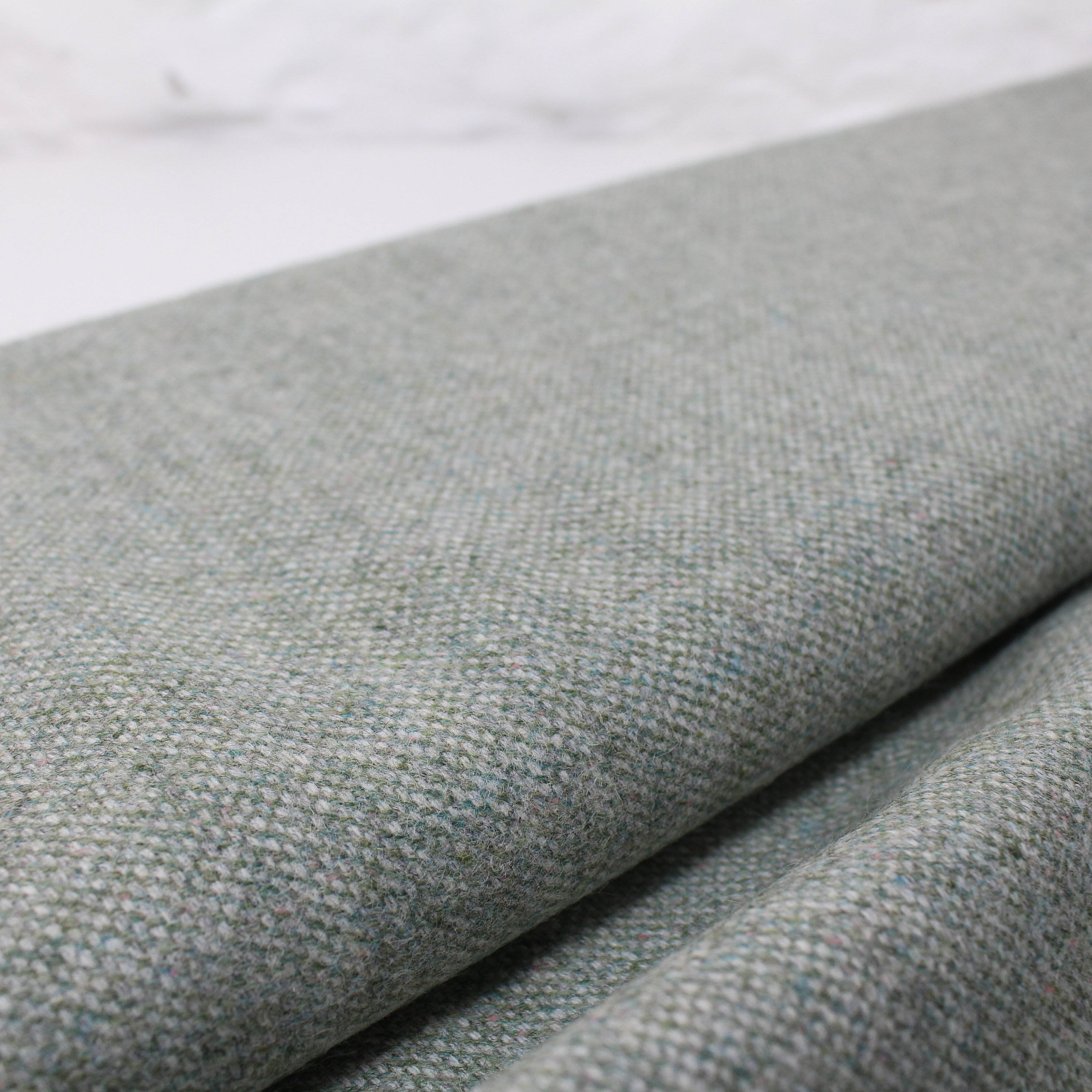 Light Green Mix Hopsack 100% Wool Tweed Fabric UK Made Cloth **sold by ...
