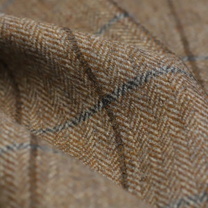 Woodland Windowpane 100% Wool Tweed Fabric UK Made Cloth **sold by the ...