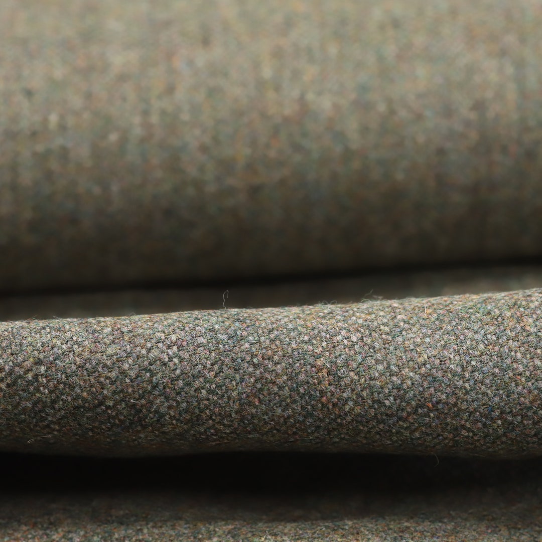 Mottled Moss 100% Wool Tweed Fabric UK Made Cloth **sold by the Half ...