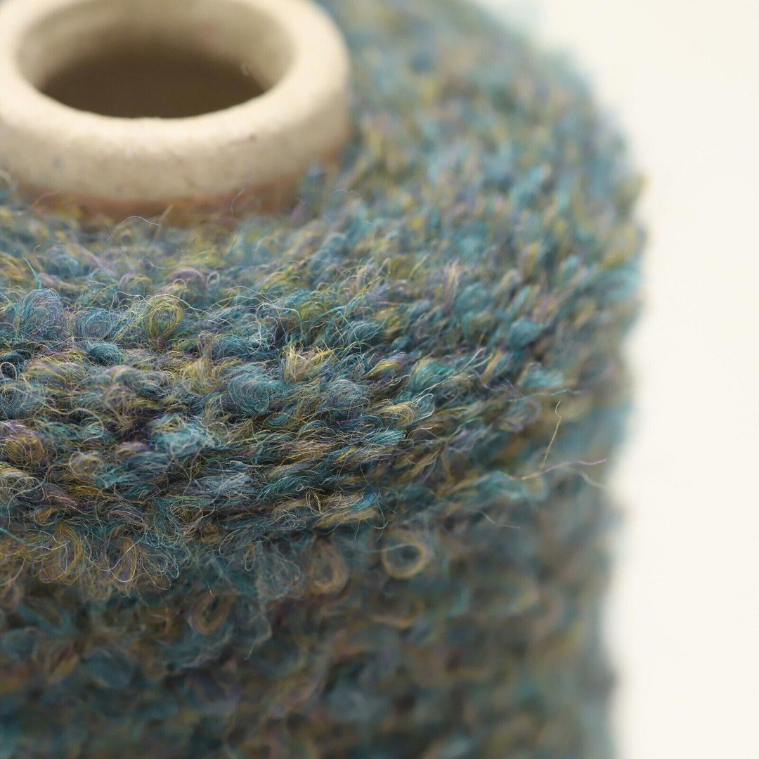 350g Boucle Wool Cone Yarn Weaving Craft Fibre 12WPI Teal Mix - Etsy