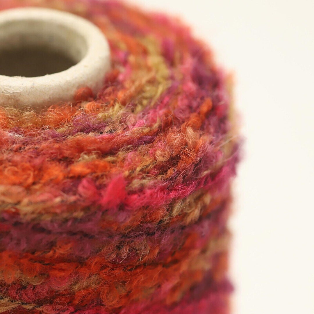 350g Boucle Wool Cone Yarn Weaving Craft Fibre 12WPI Carnival Mix - Etsy