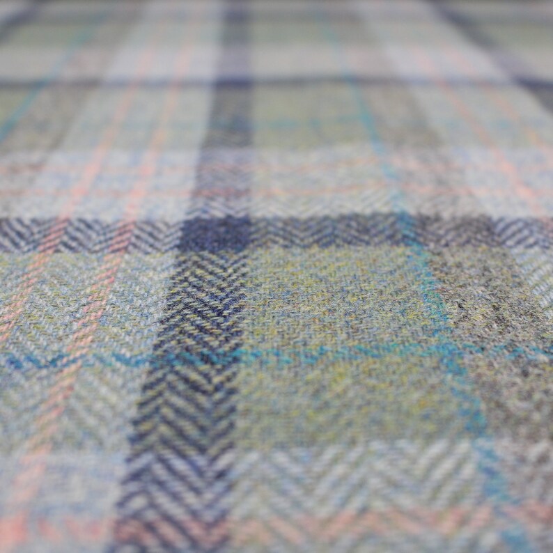 Sea Green Plaid 100% Wool Tweed Fabric UK Made Cloth sold by - Etsy UK
