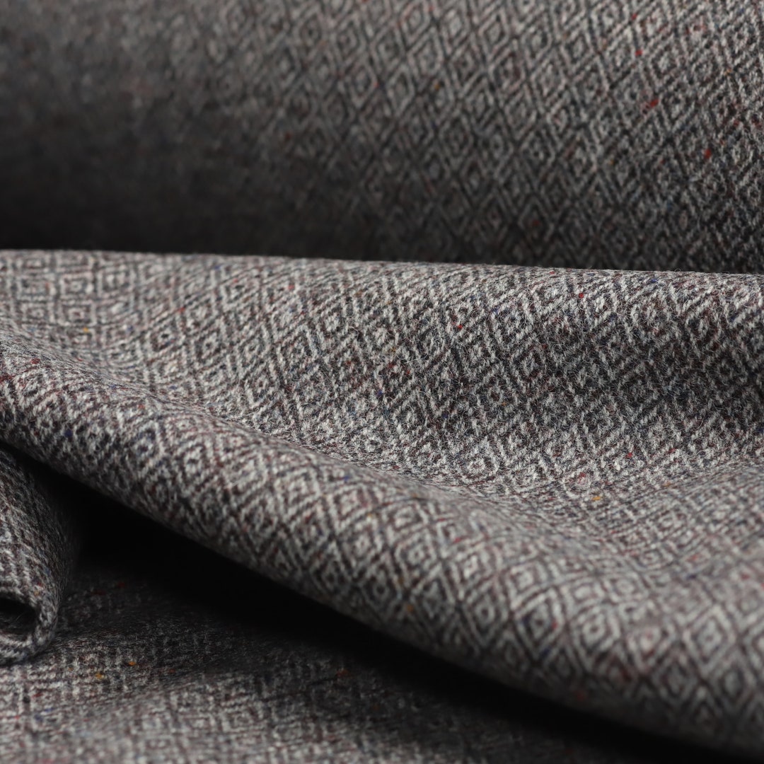 Gravel Diamond Fleck 100% Wool Tweed Fabric UK Made Cloth **sold by the ...