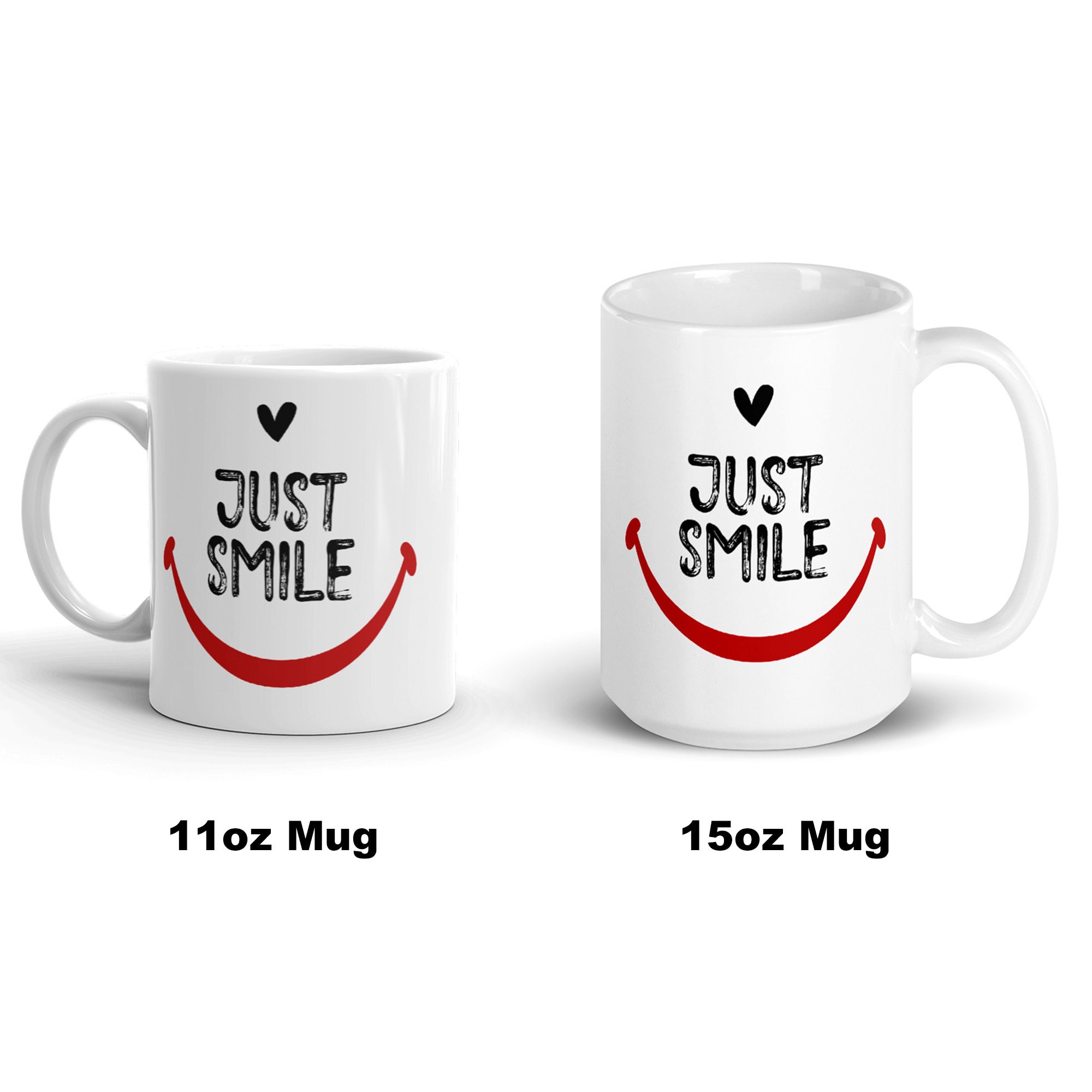 Just Smile Coffee Mug, Mugs With Sayings, Ceramic Mug, Inspirational ...